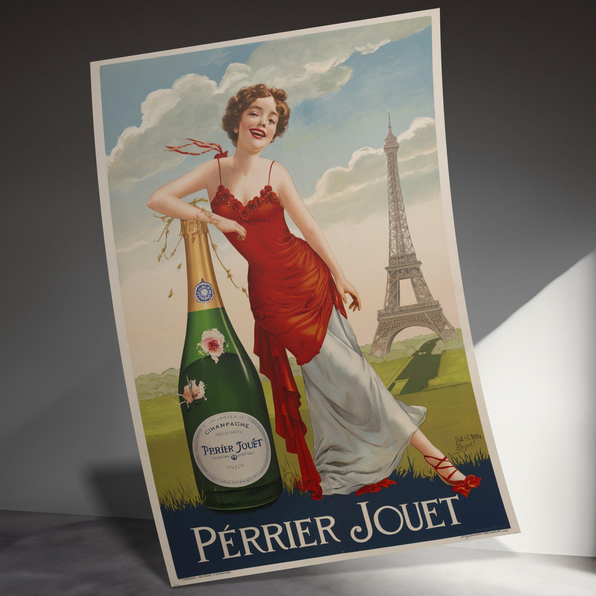 Vintage Champagne Art Print, Perrier Jouet Poster, Art Deco Wall Decor ...