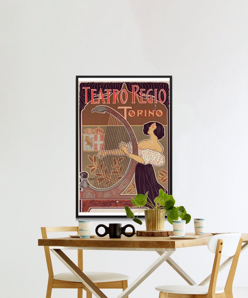 Vintage Teatro Regio Torino Music Poster, Retro Italian Concert Wall ...