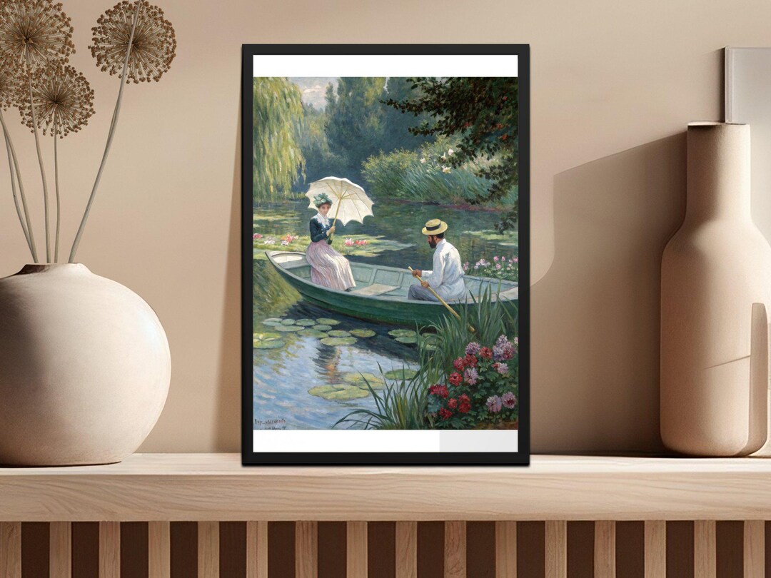 Victorian River Scene Art: Romantic Woman With Parasol (digital ...