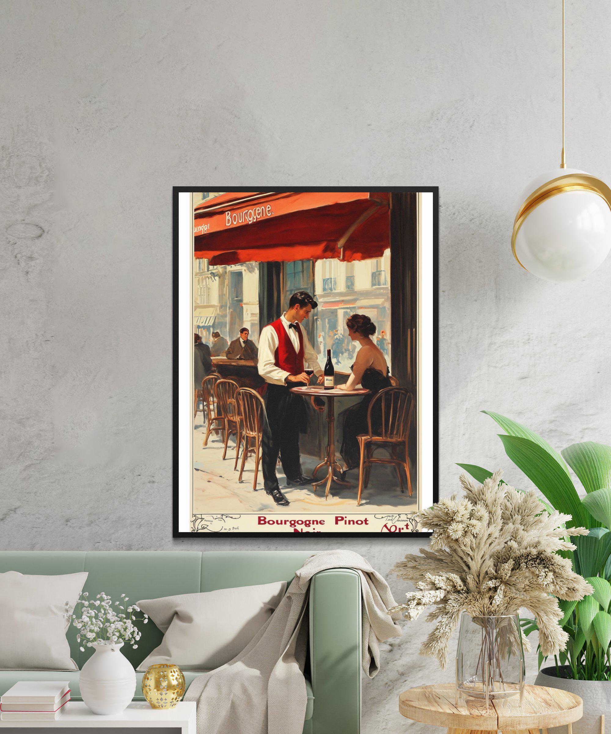 Vintage French Cafe Poster Digital Download, Man and Woman in Cafe Art ...