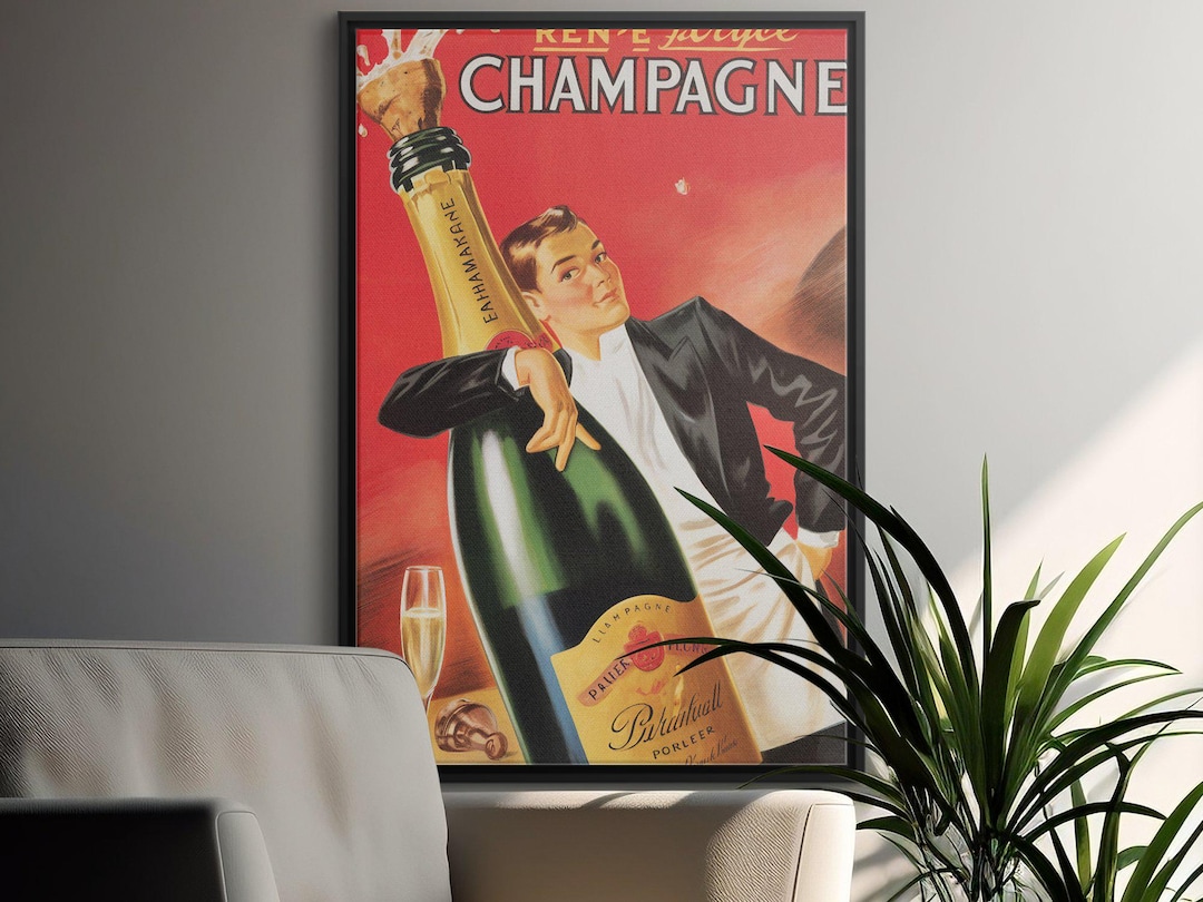 Vintage Art Deco Champagne Poster, Digital Download, Retro Wall Art ...
