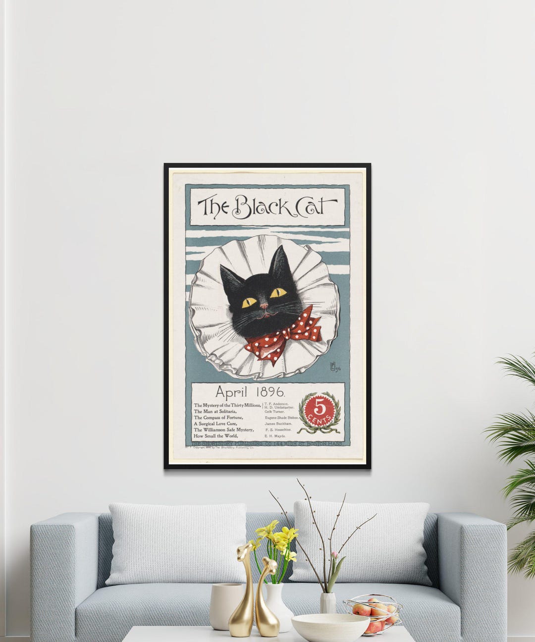 Vintage Black Cat Illustration, Digital Download, Classic Art Poster ...