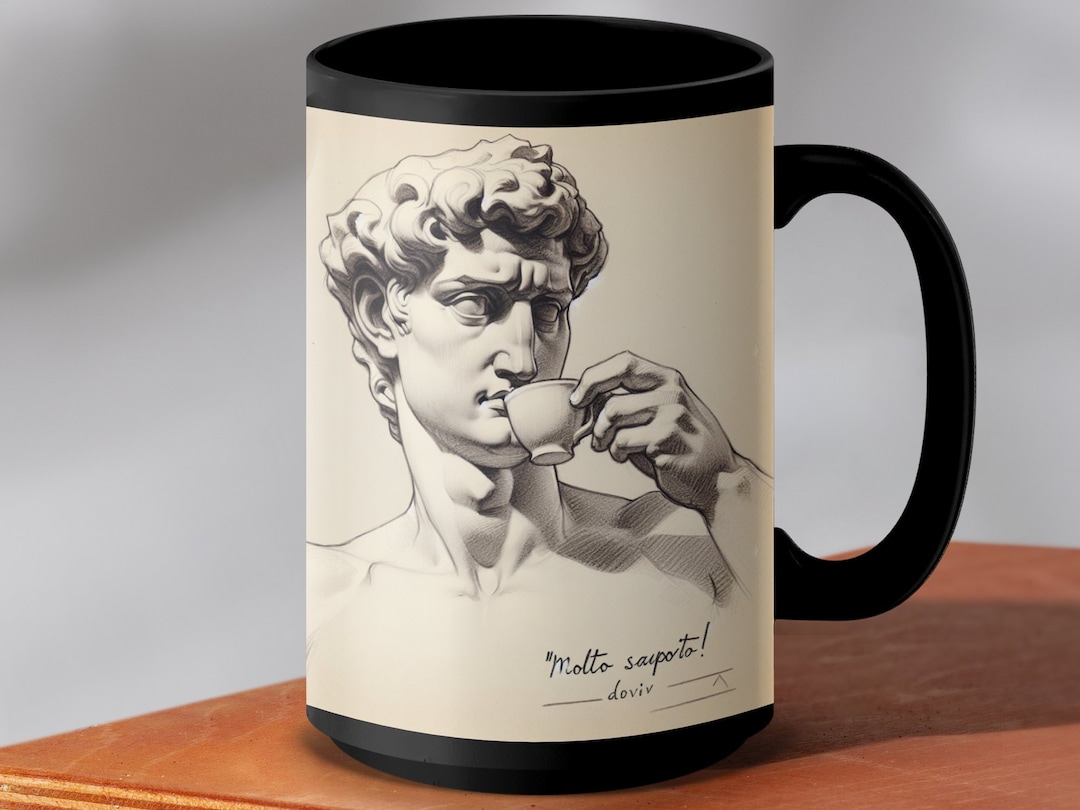 Statue David Drinking Coffee Mug, Funny Michelangelo Statue Coffee Mug ...