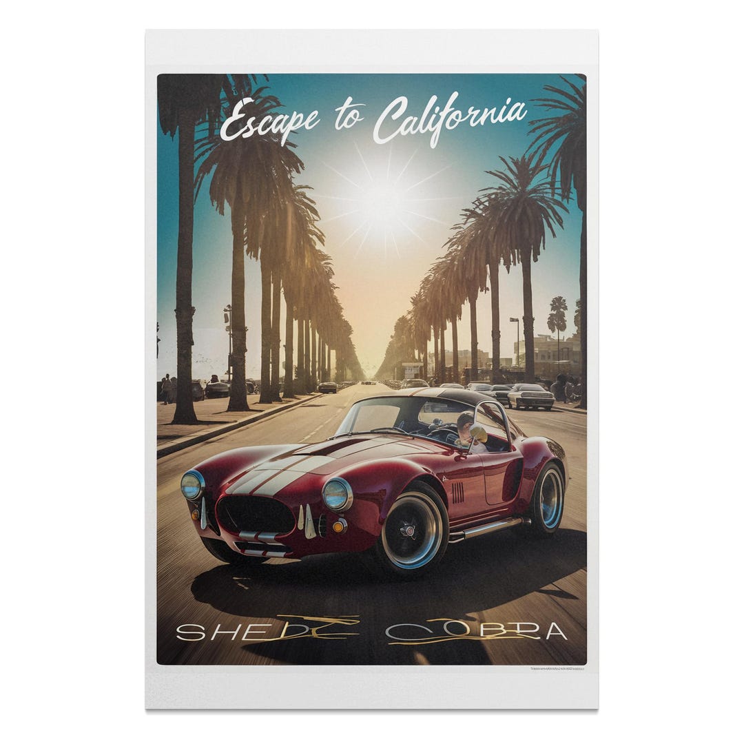 Shelby Cobra California Art Print: Retro Car Poster (digital Download ...