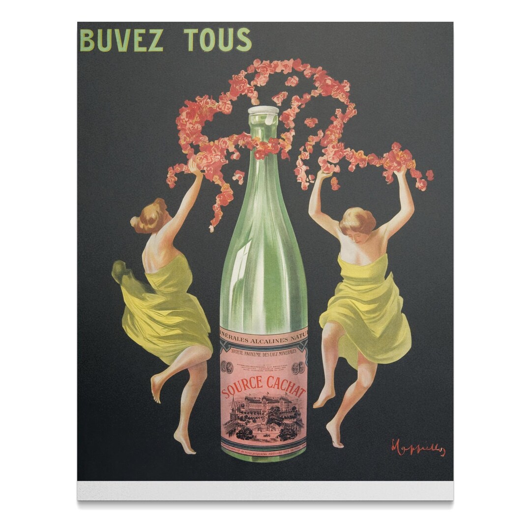 Vintage French Poster Reproduction Wall Art, Elegant Wine Bottle Print ...