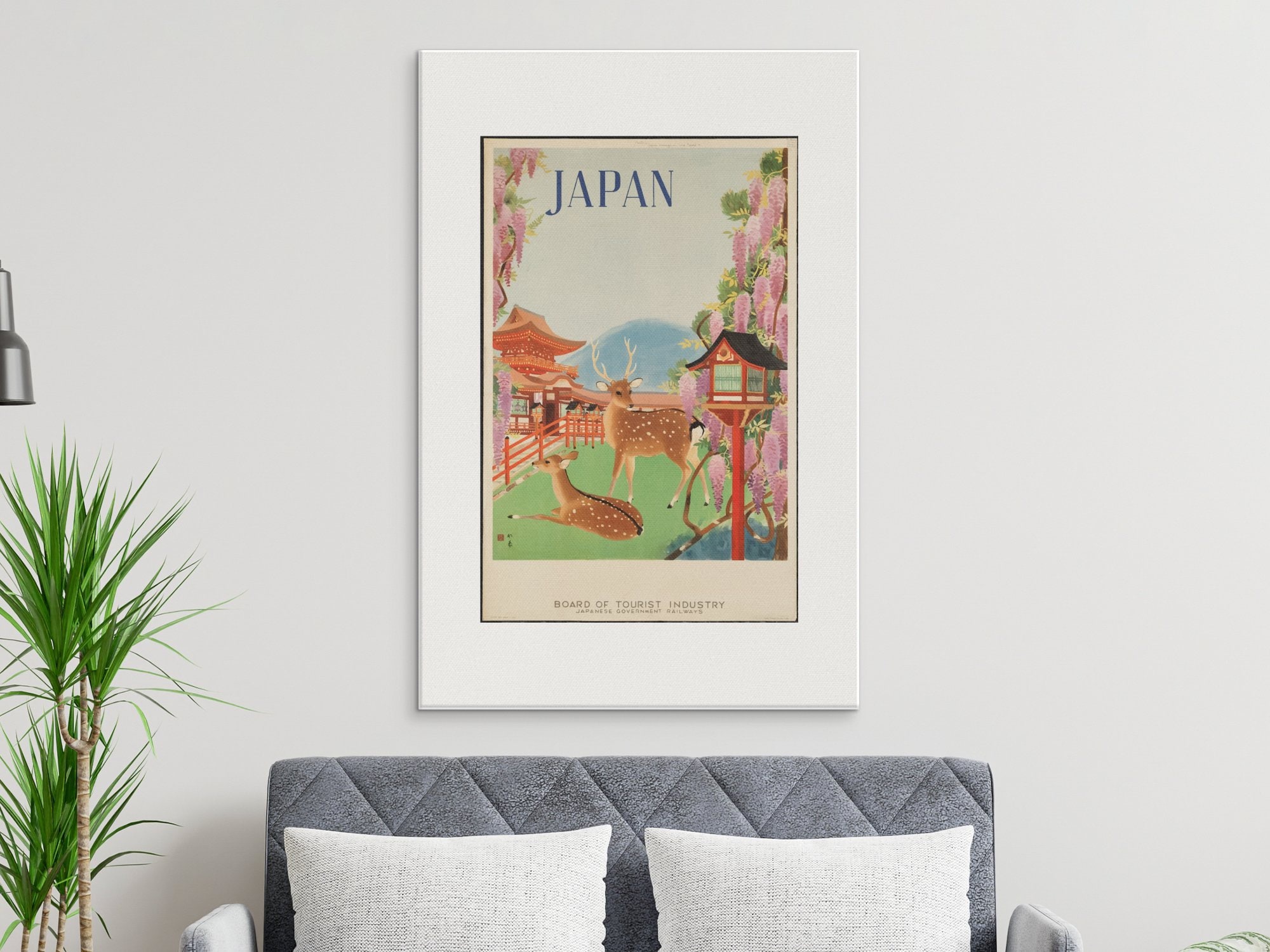 Vintage Japan Travel Poster Digital Download Deer and Temple Art Print ...