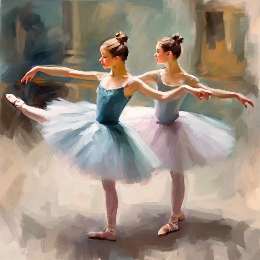 Ballet Dancers Digital Art Print, Elegant Ballerinas Painting, Ballet ...