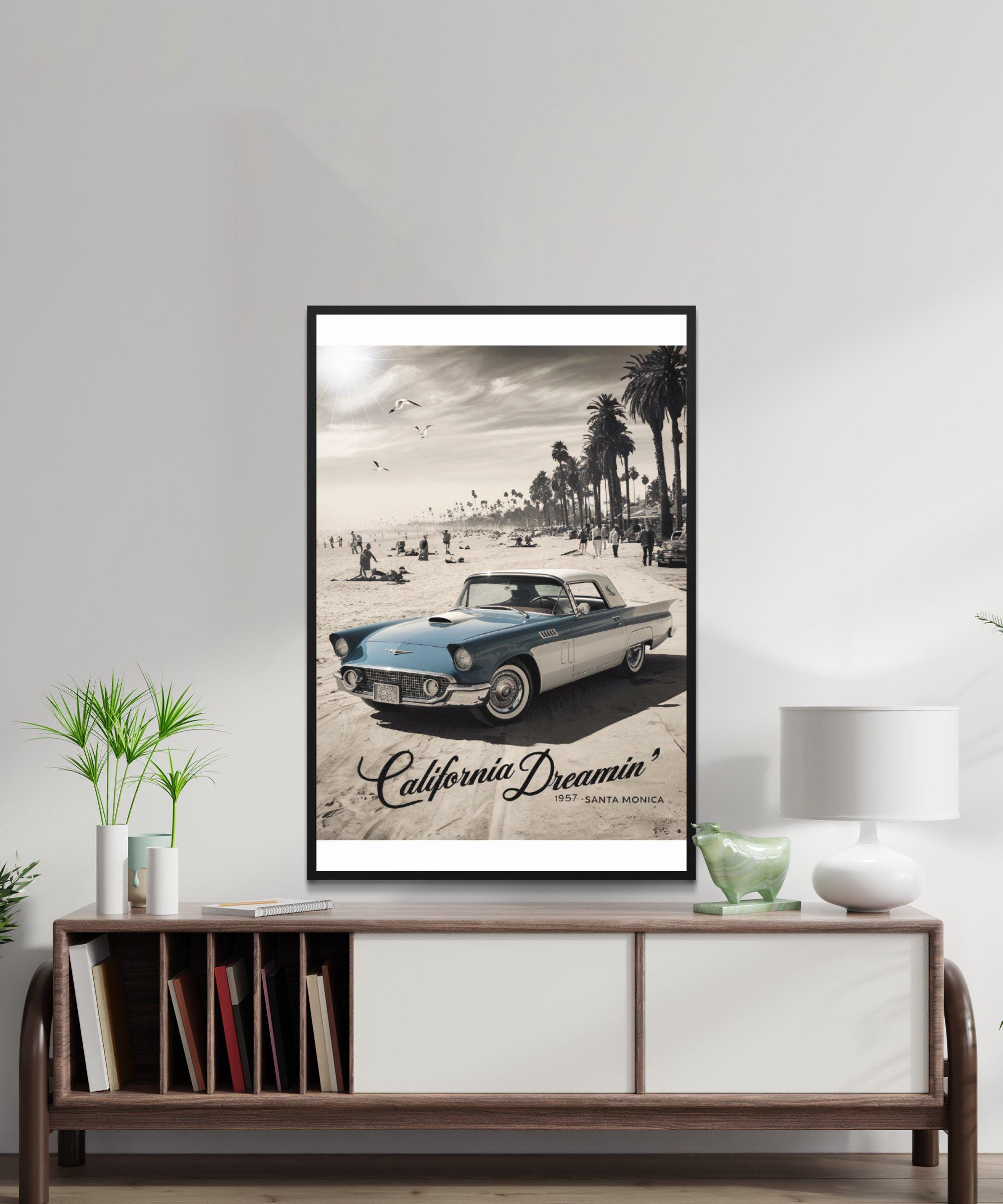 Vintage California Car Poster: Retro Beach Art (digital Download) - Etsy