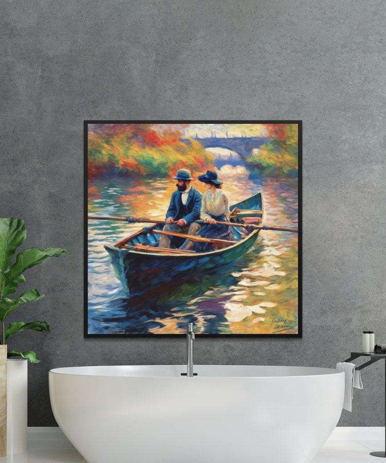 Impressionist Art Couple Boating Vintage Style Digital Download ...