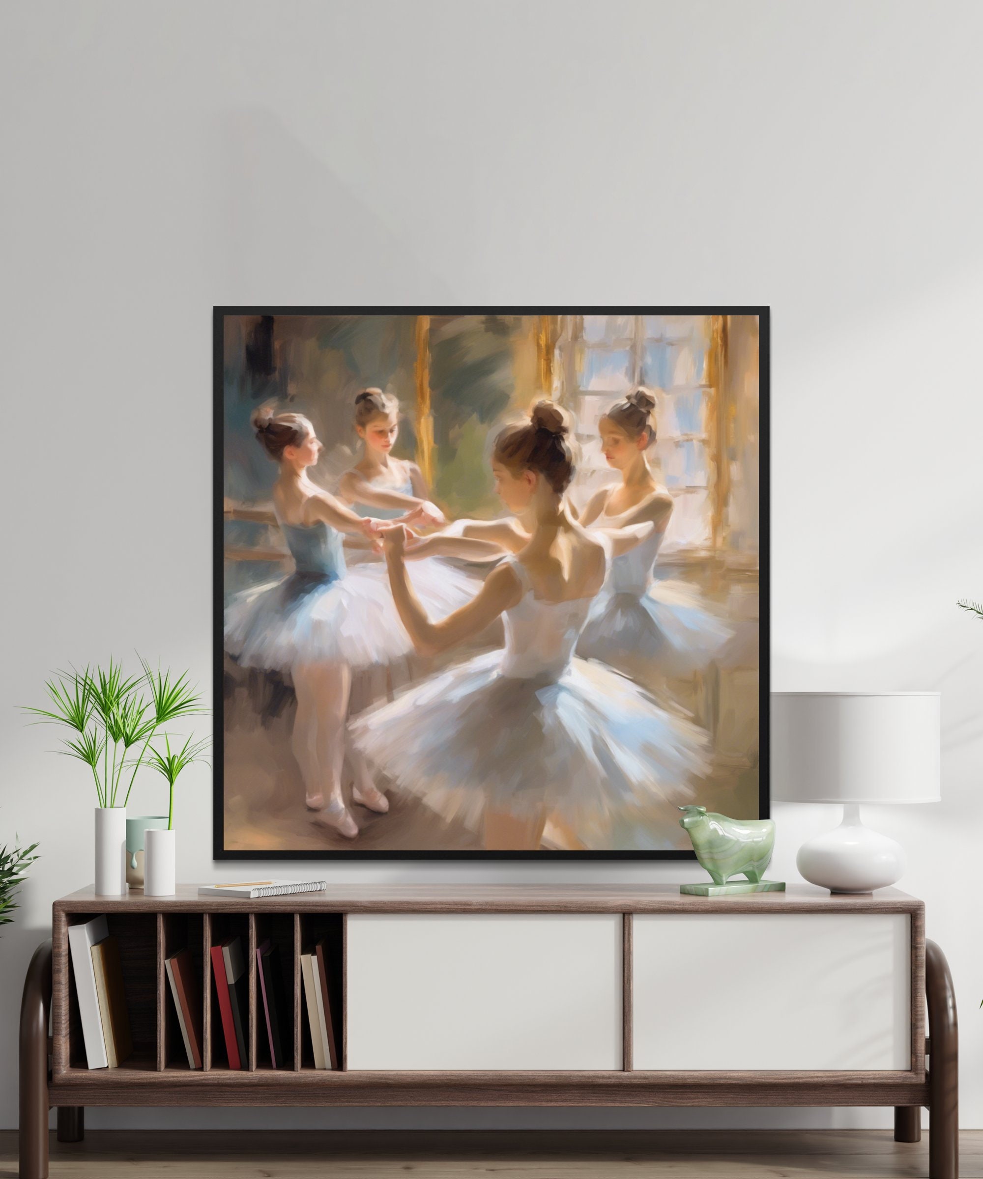Ballet Dancers Digital Art Print, Elegant Ballet Studio Wall Decor ...