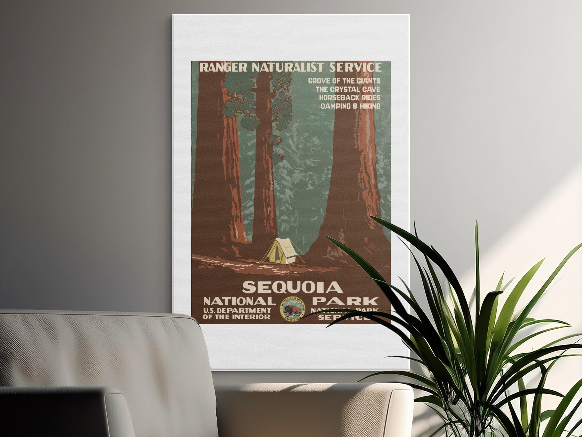 Vintage Sequoia National Park Poster, Digital Download, Ranger ...