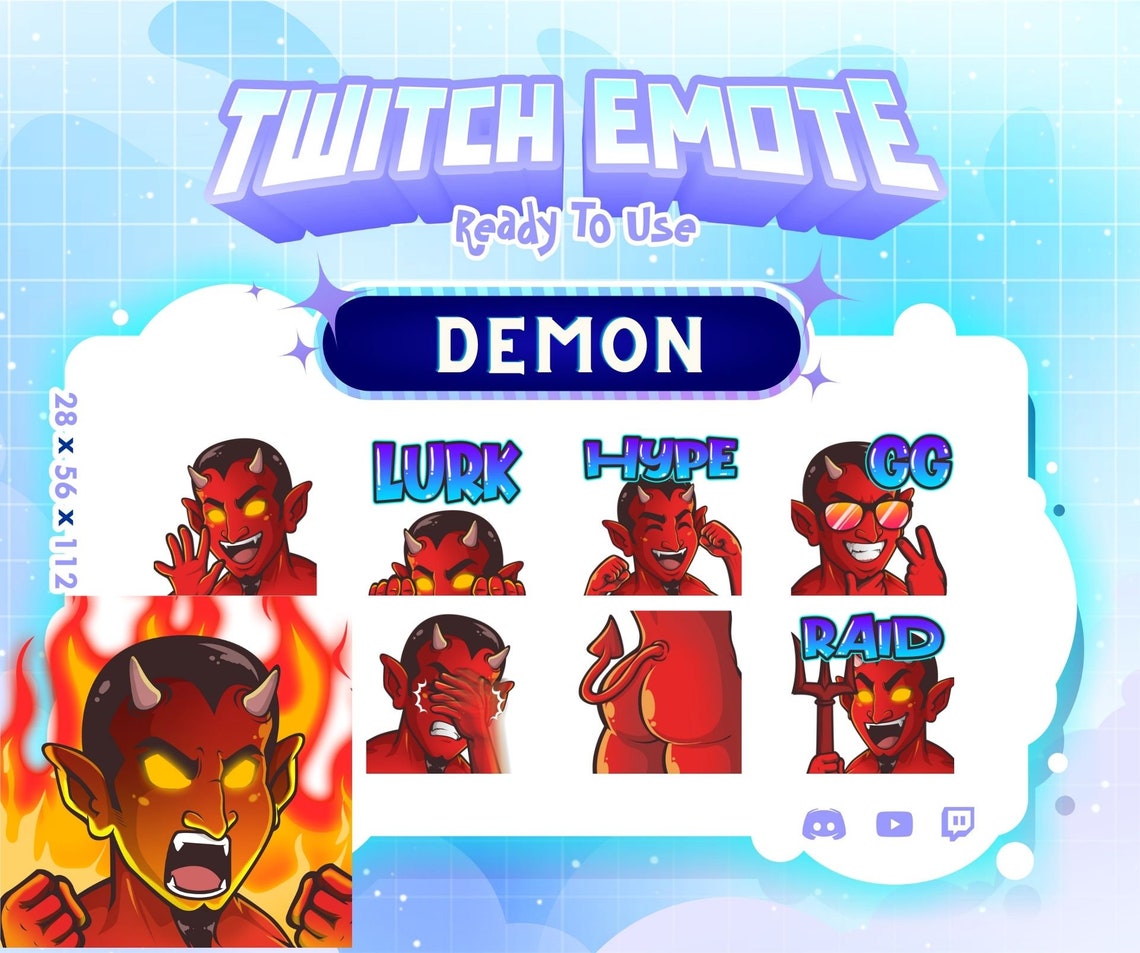 Demon Twitch Emotes 8 Demon Emotes Emote Bundle Hype - Etsy UK