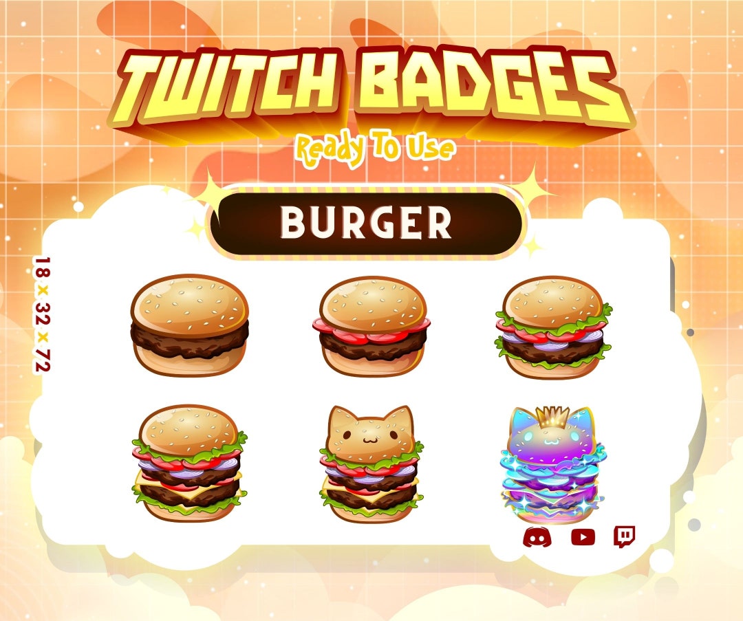 Burger Badges for Streamers Twitch Badges Twitch Discord - Etsy