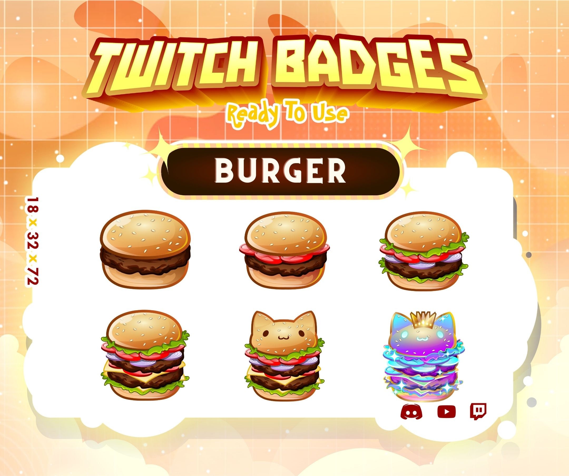 Burger Badges for Streamers Twitch Badges Twitch Discord - Etsy