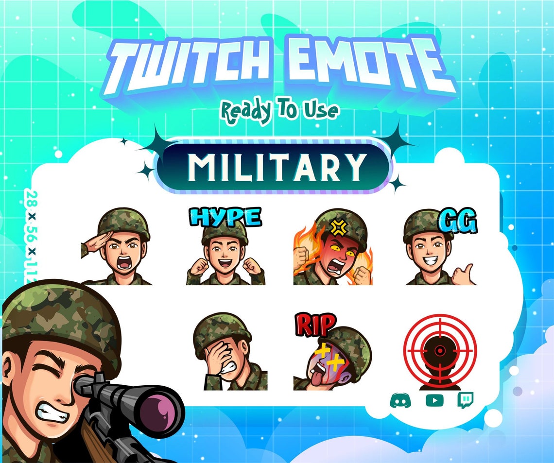 Army Soldier Twitch Emotes 8 Army Emotes Emote Bundle - Etsy UK