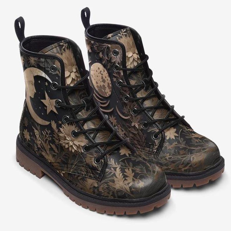 Vintage Cottagecore Women's Boots, Moon and Star Martin-style Boots ...
