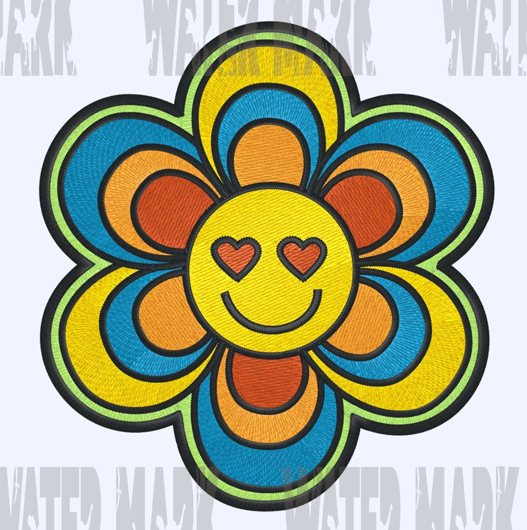 Flower Power Embroidery Design – Hippie Floral Pattern (digital ...