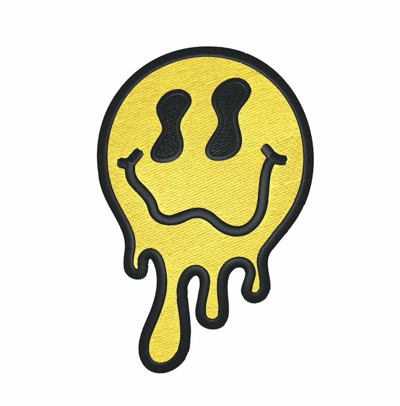 Dripping Smiley Face Digital Embroidery Design for Machine - Etsy