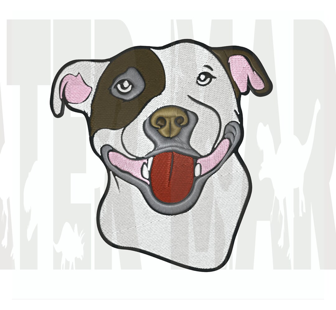 Pit Bull Terrier Digital Embroidery Design for Machine Embroidery - Dst ...