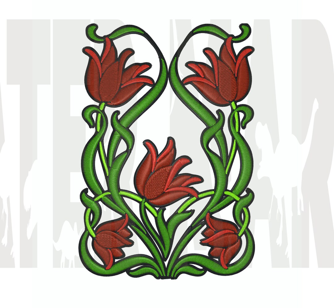Tulips Embroidery Design – Floral Machine Embroidery Pattern (digital ...