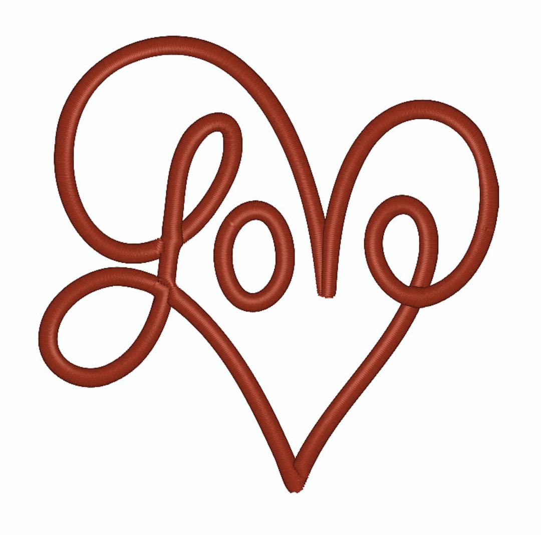 Cursive Love Heart Embroidery Design for Machine Embroidery- Dst, Exp ...