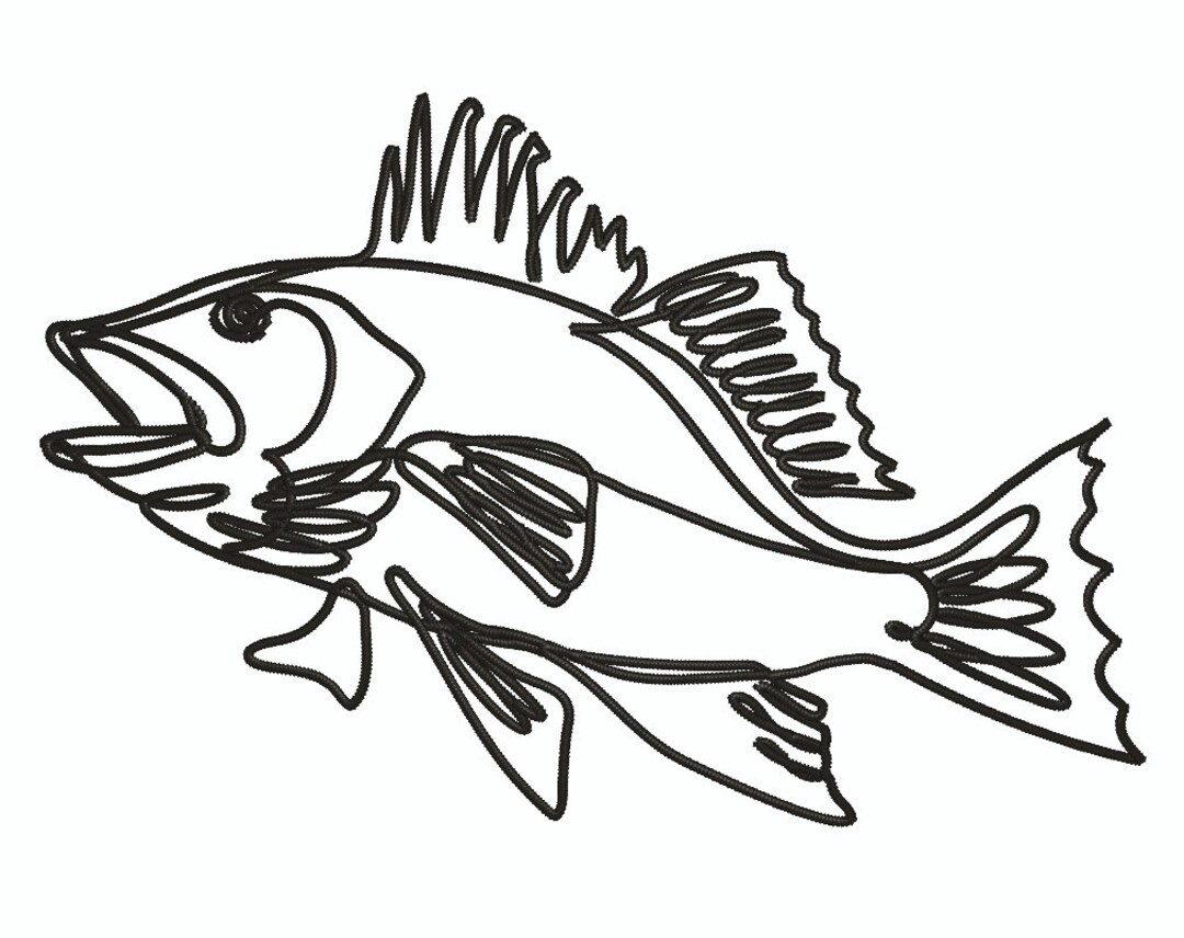 Large Mouth Bass Fish Embroidery Design for Machine Embroidery- Dst ...