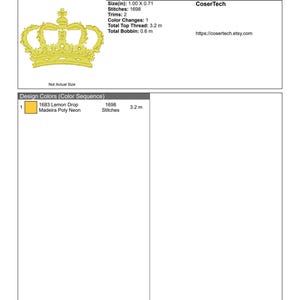 Crown Embroidery Design for Machine Embroidery- Dst, Exp, Dst, Pes, Pec ...