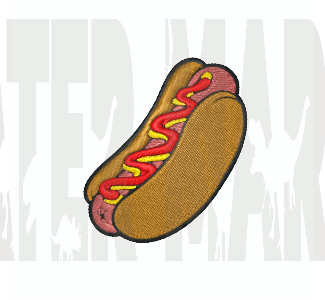Hot Dog Patch Digital Embroidery Design for Machine Embroidery - Dst ...