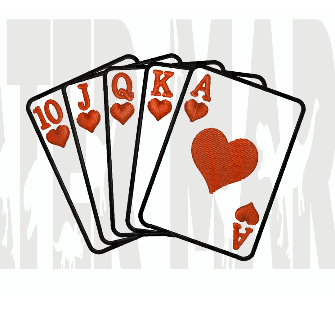 Royal Flush Hearts Embroidery Design – Playing Cards (digital Download ...