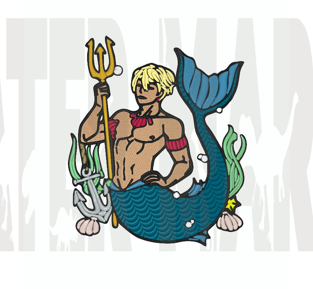 Merman Embroidery Design - Fantasy Sea Creature (digital Download) - Etsy