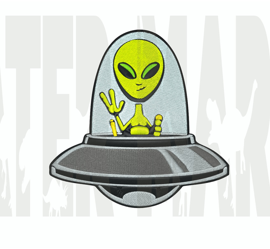 Alien and Ship UFO Digital Embroidery Design for Machine Embroidery ...