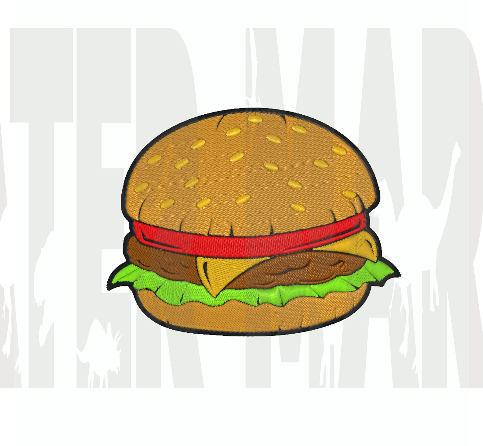 Hamburger Embroidery Design – Food Patch (digital Download) - Etsy