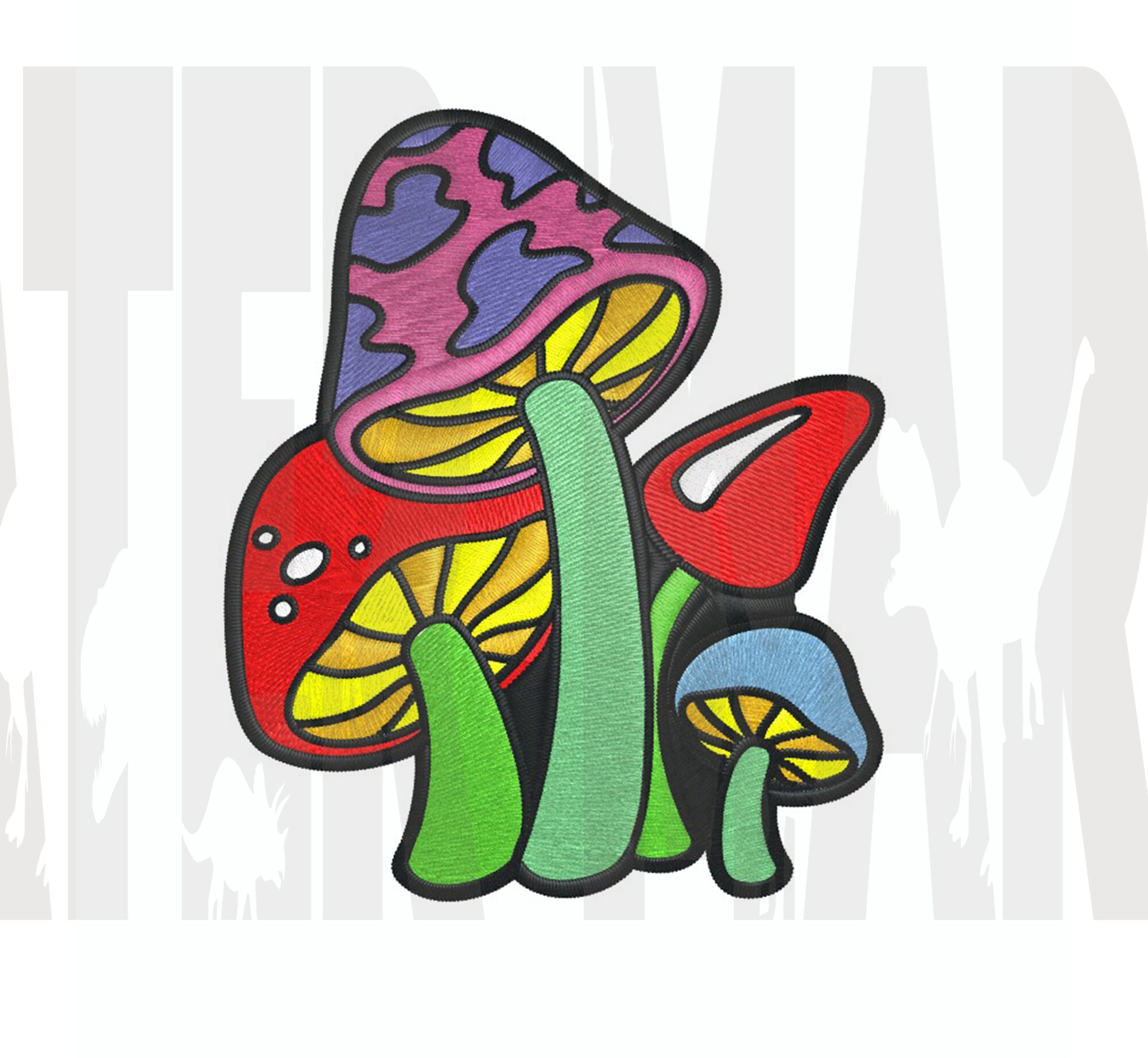 Mushrooms Patch Digital Embroidery Design for Machine - Etsy