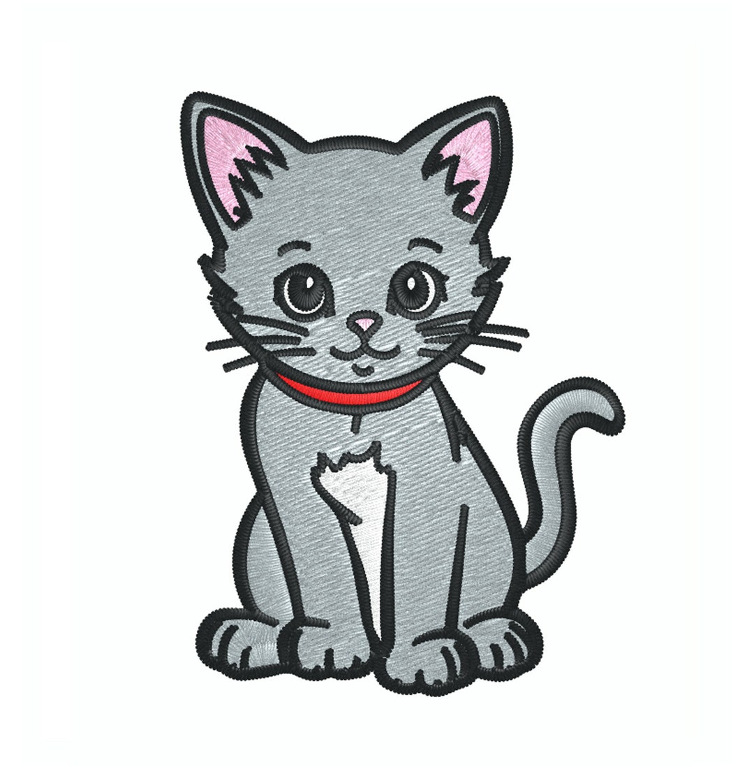 Kitten Embroidery Design – Cat Patch for Machine Embroidery (digital ...