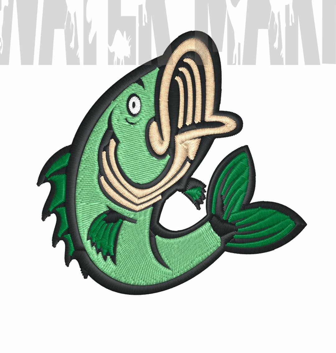 Bass Fish Digital Embroidery Design for Machine Embroidery - Dst, Exp ...