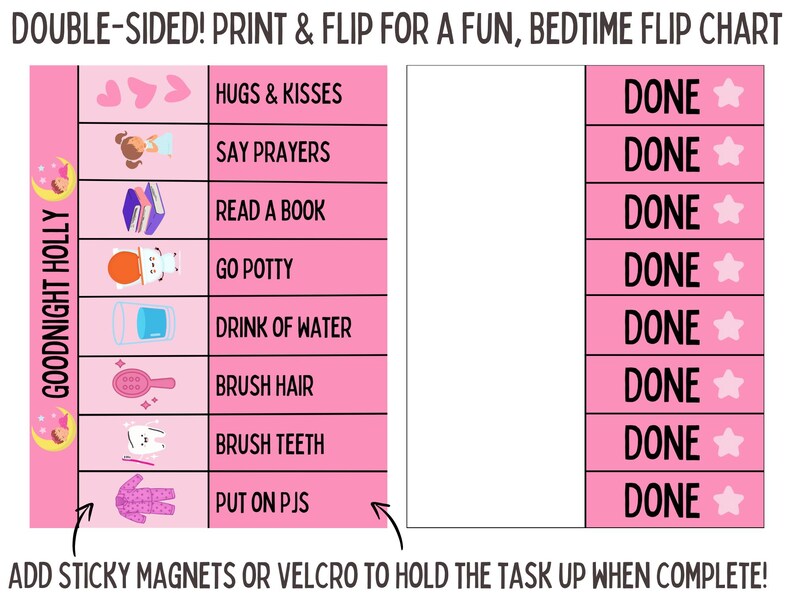 Goodnight Child - Personalized Bedtime Printable Routine - Magnetic ...