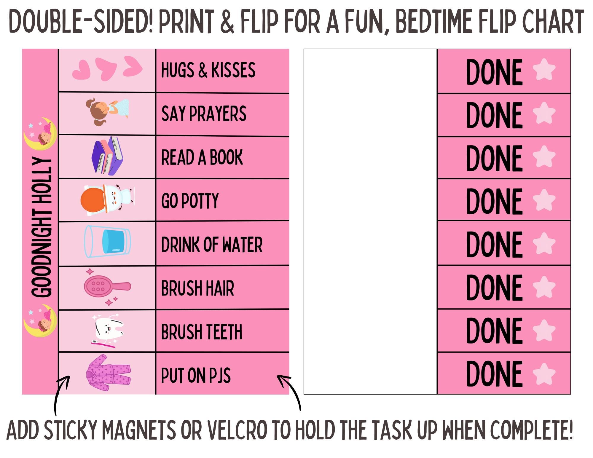 Goodnight Child - Personalized Bedtime Printable Routine - Magnetic ...