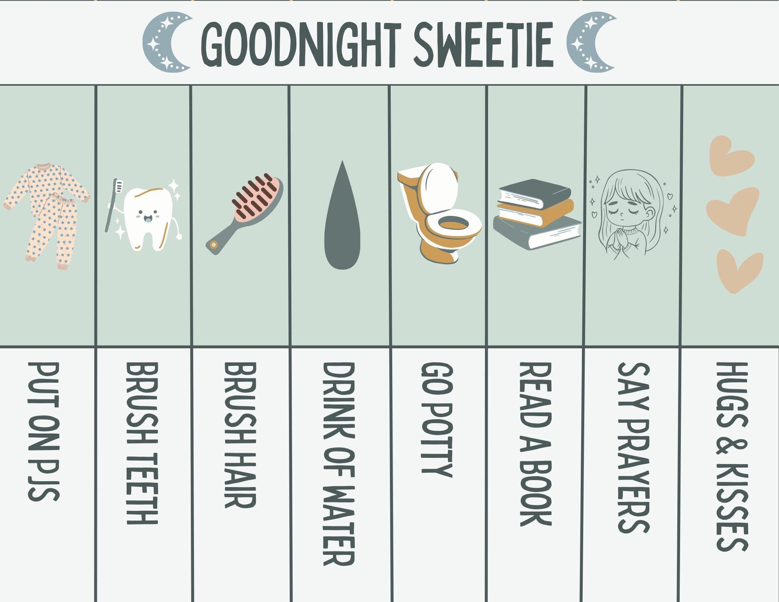 Goodnight Child - Personalized Bedtime Printable Routine - Magnetic ...