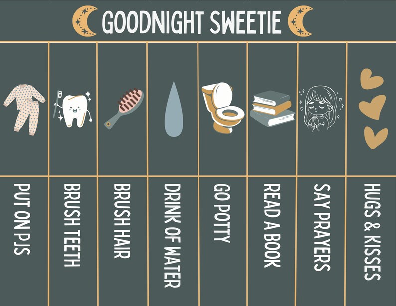 Goodnight Child - Personalized Bedtime Printable Routine - Magnetic ...