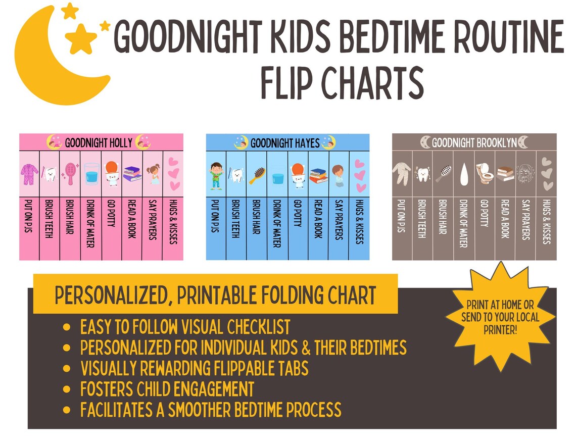 Goodnight Child - Personalized Bedtime Printable Routine - Magnetic ...