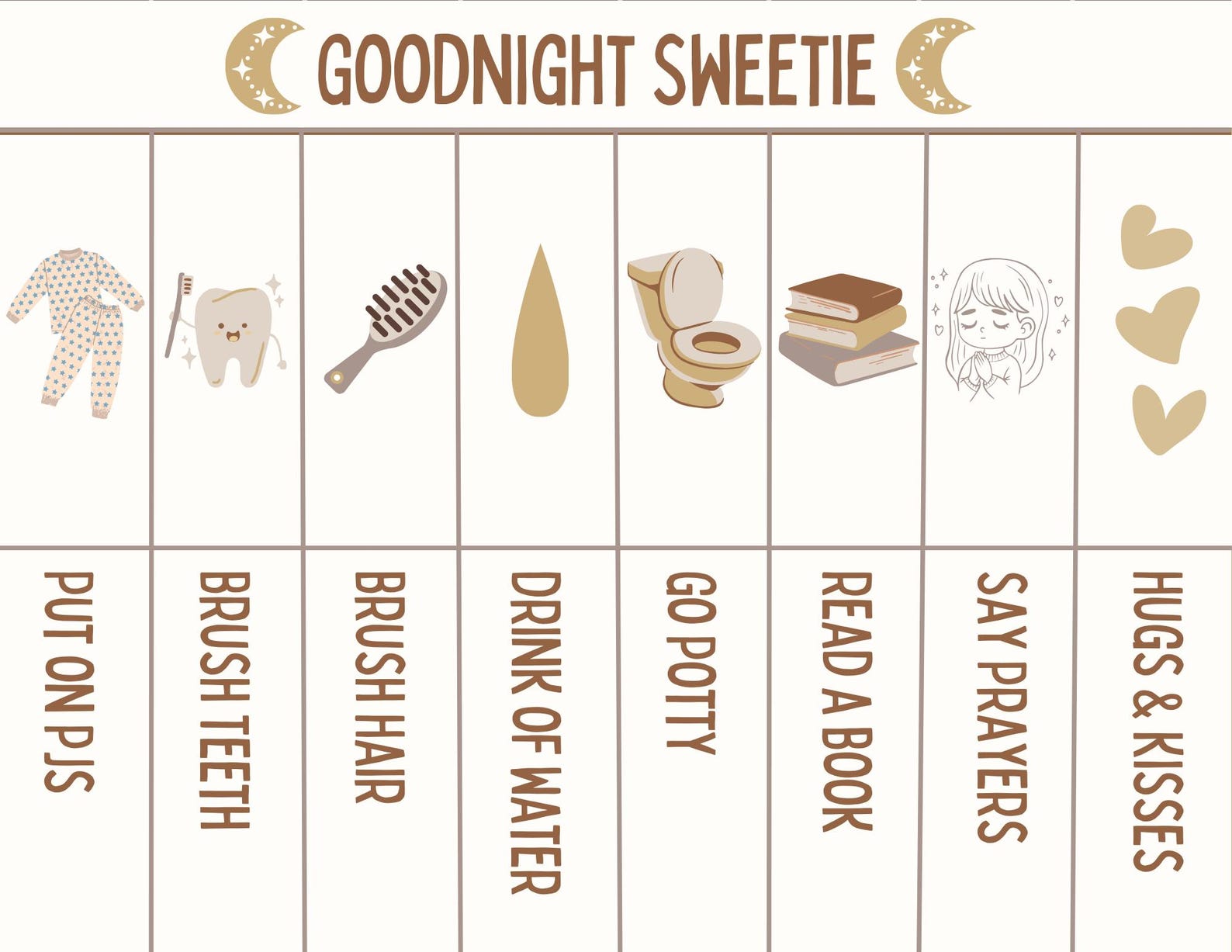 Goodnight Child - Personalized Bedtime Printable Routine - Magnetic ...