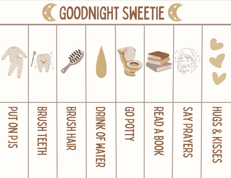 Goodnight Child - Personalized Bedtime Printable Routine - Magnetic ...