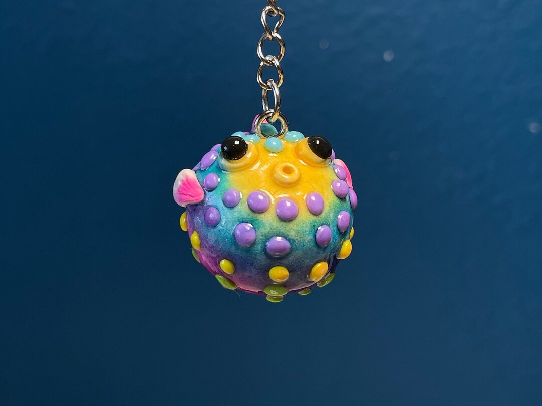 Colorful Pufferfish Keychain Porcupine Fish Unique Charm Polymer Clay ...