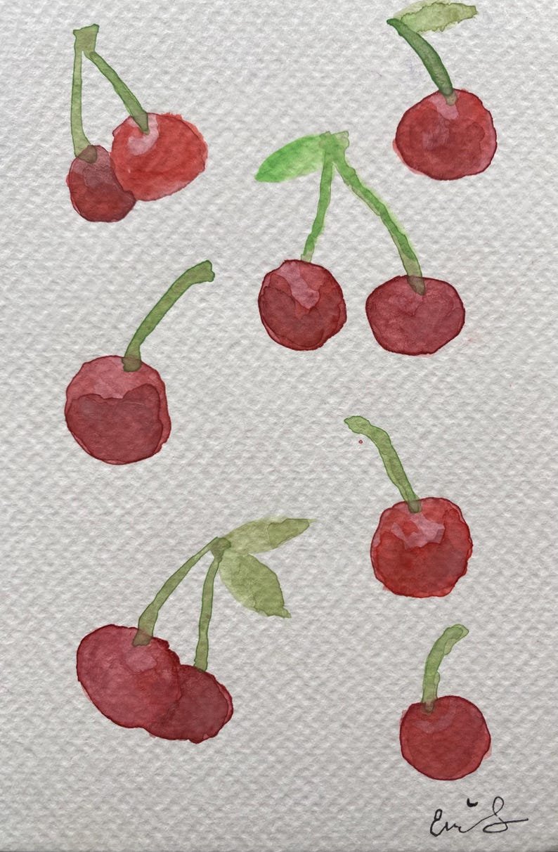 Cherry Watercolor Painting - Etsy