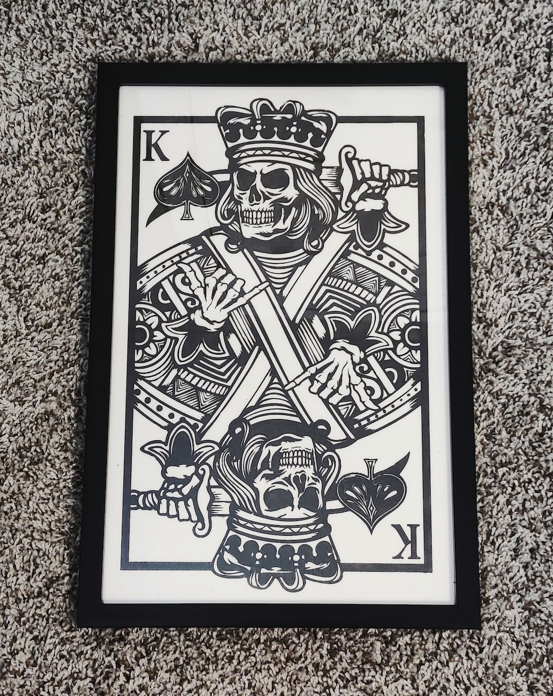 Framed Skull King of Spades Art – Laser Engraved Poker Decor - Etsy
