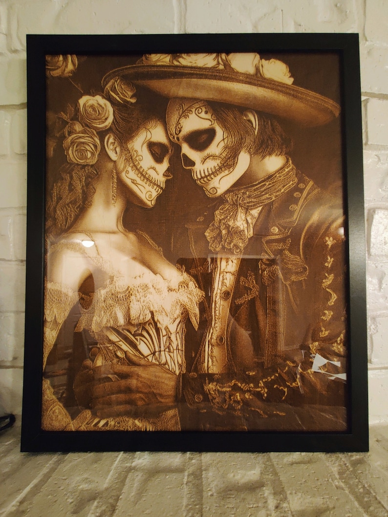 Día De Los Muertos Wood Engraving Art - Framed in Glass - Mexican ...