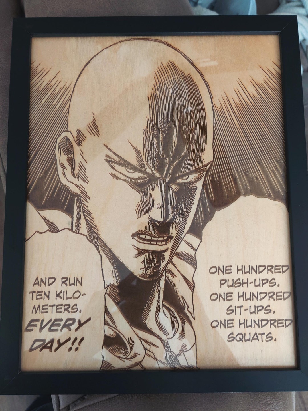 One Punch Manga Anime- Workout Motivation- Wood Wall Art - Framed in ...