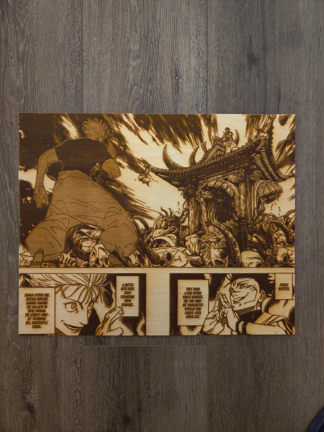 Jjk Gojo Vs Sukuna Wood Artwork - Jujutsu - 17x21 Inch Framed in Glass ...