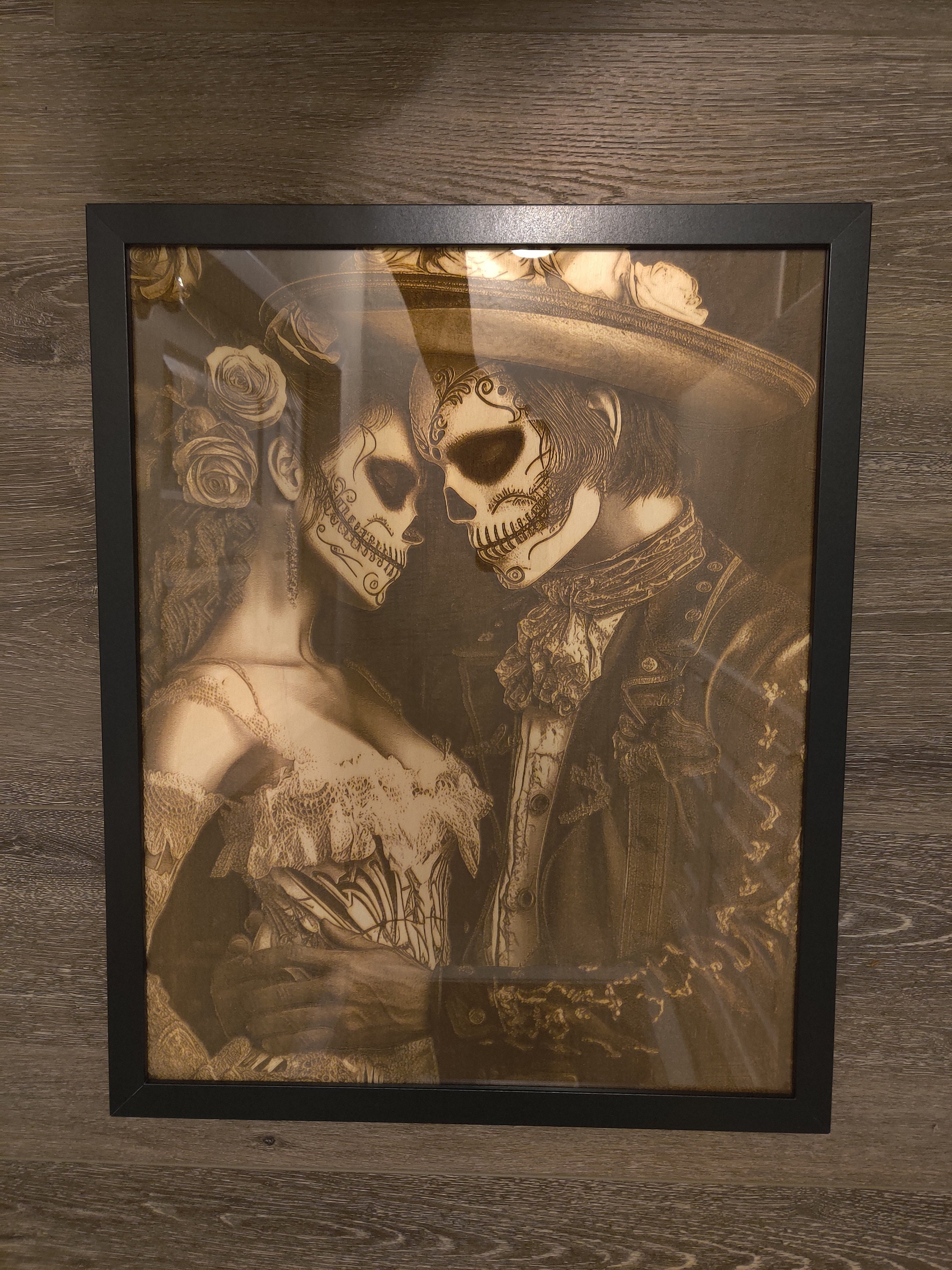 Día De Los Muertos Wood Engraving Art - Framed in Glass - Mexican ...