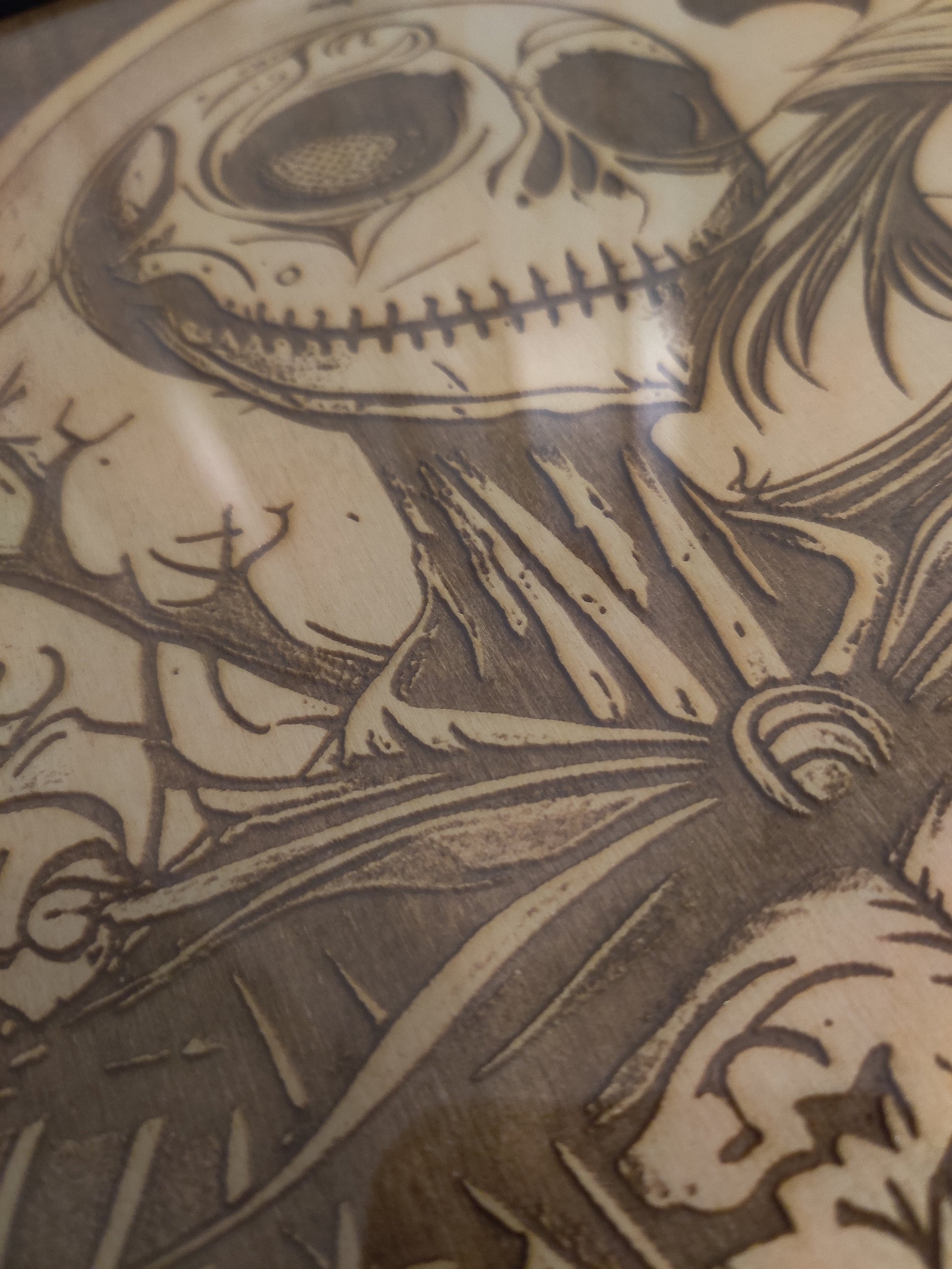 Jack and Sally, Nightmare Before Christmas Engraved Wood Artwork Framed ...